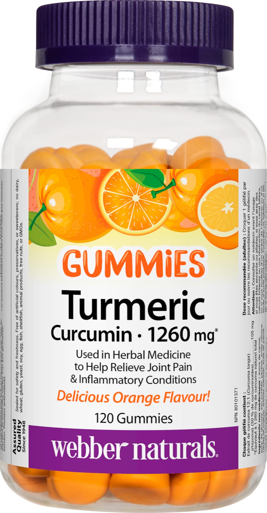 Webber Naturals Turmeric Curcumin Gummy, 1,260 mg of Raw Herb, 120 ...