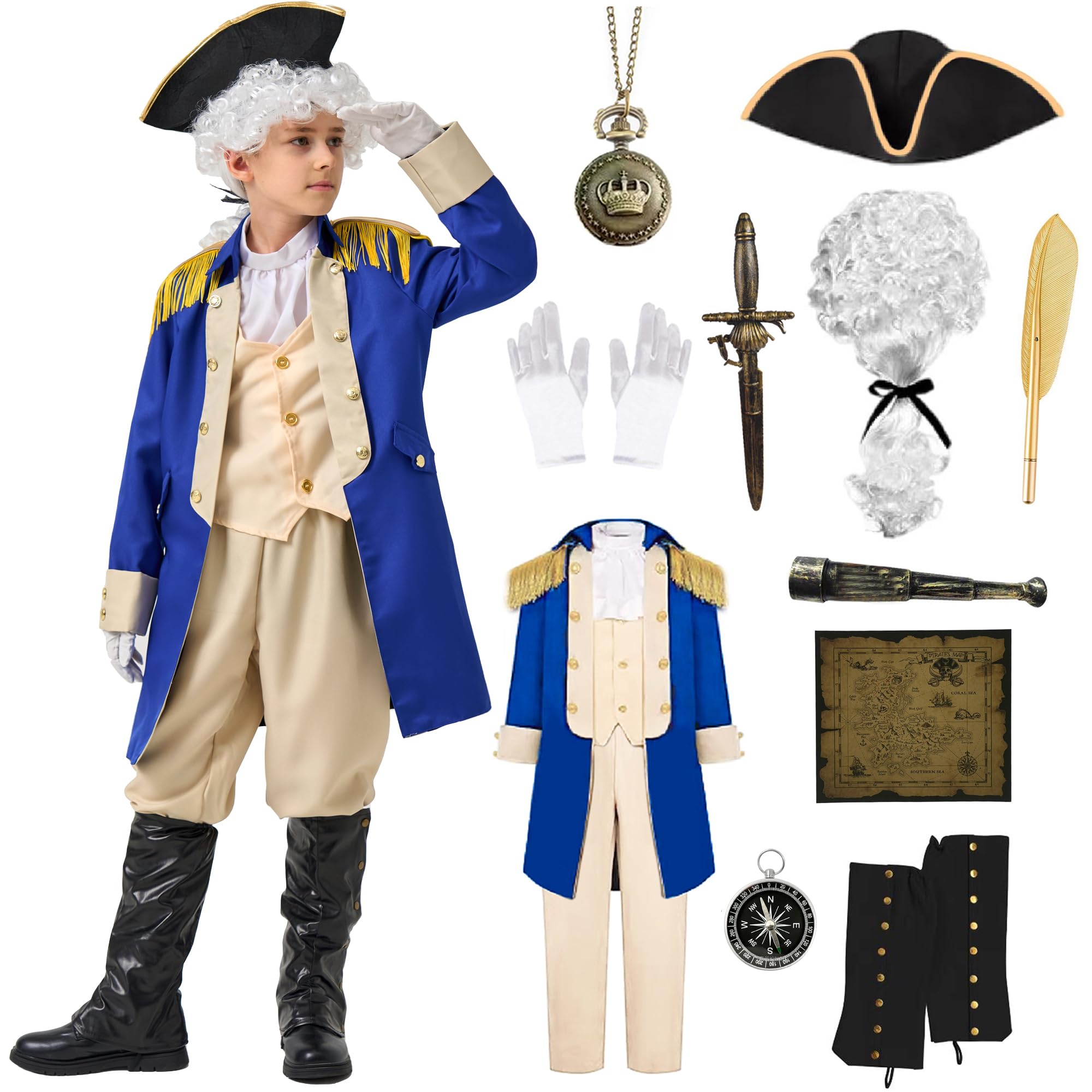 Snapklik.com : Akokvlar George Washington Costume For Kids Hamilton ...