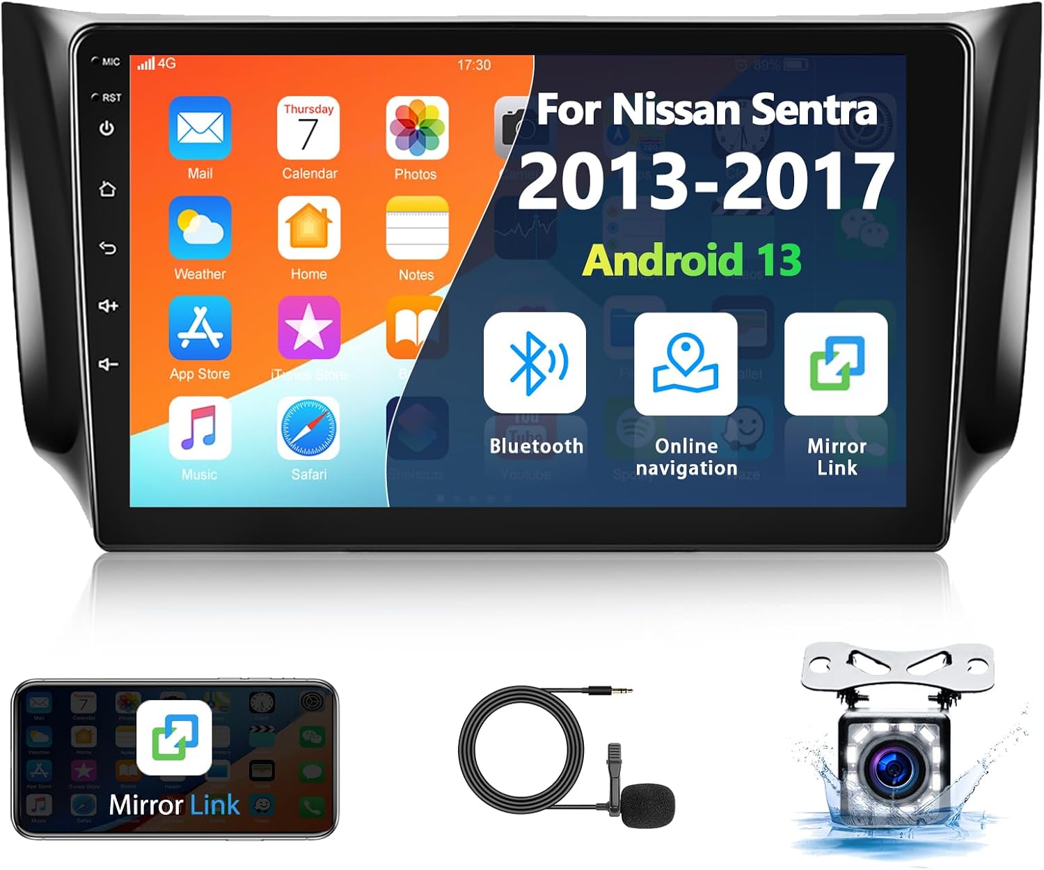 Amazon.com: Android 11 Car Stereo for Nissan Sentra 2013-2017 with iOS ...