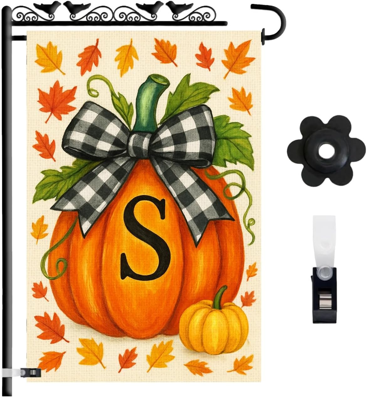 Amazon.com : Fall Garden Flags 12x18 Double Sided – Pumpkin Monogram ...