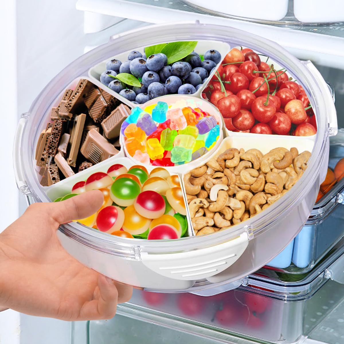 Amazon.com: Youngever Plastic Food Platter, 5 Compartment Food Serving ...