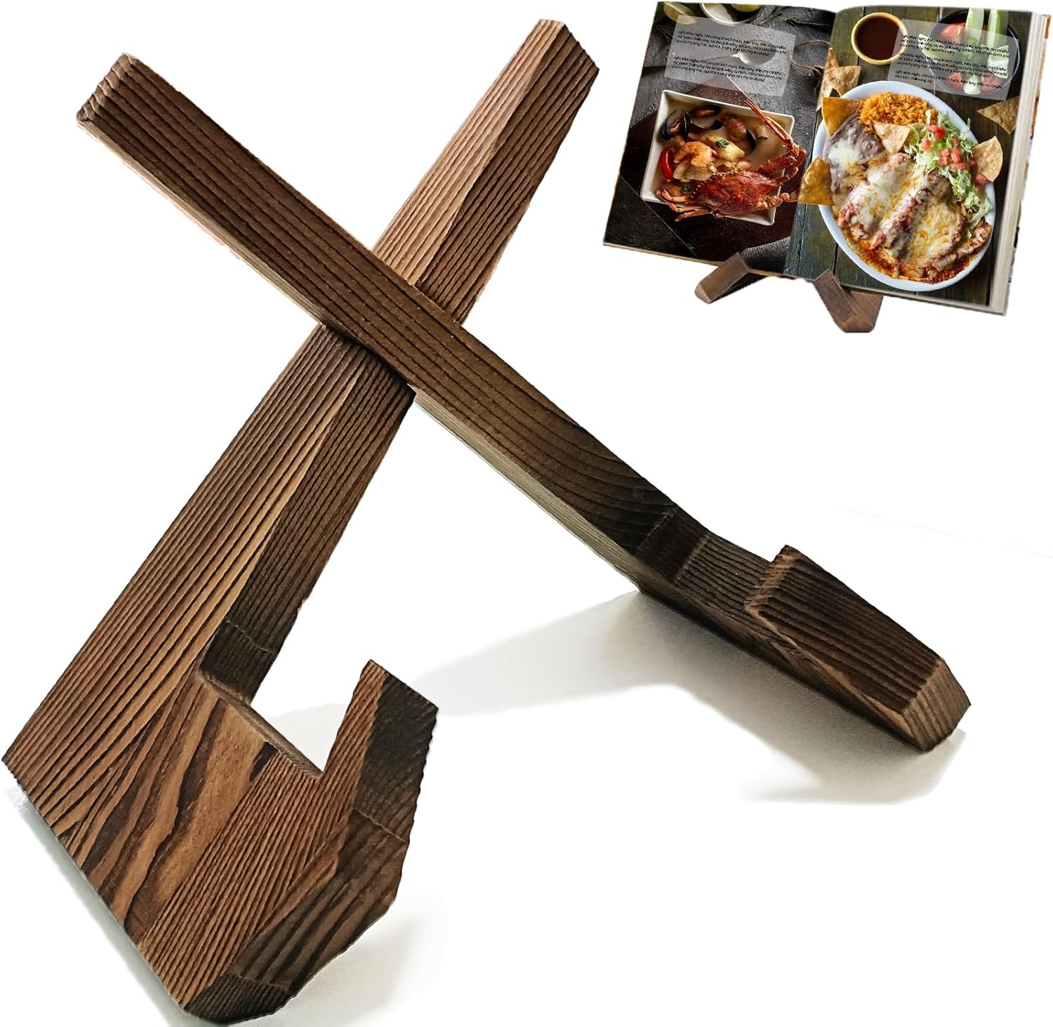 Amazon.com: Wooden Cook Book Stand for Kitchen, Recipe Book Holder ...