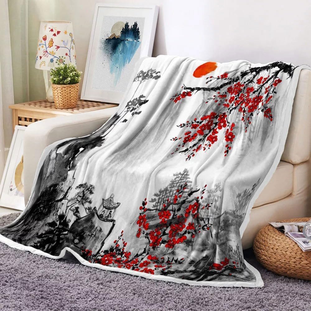 Amazon.com: Japanese Blanket, Japanese Style Splash Ink Landscape ...