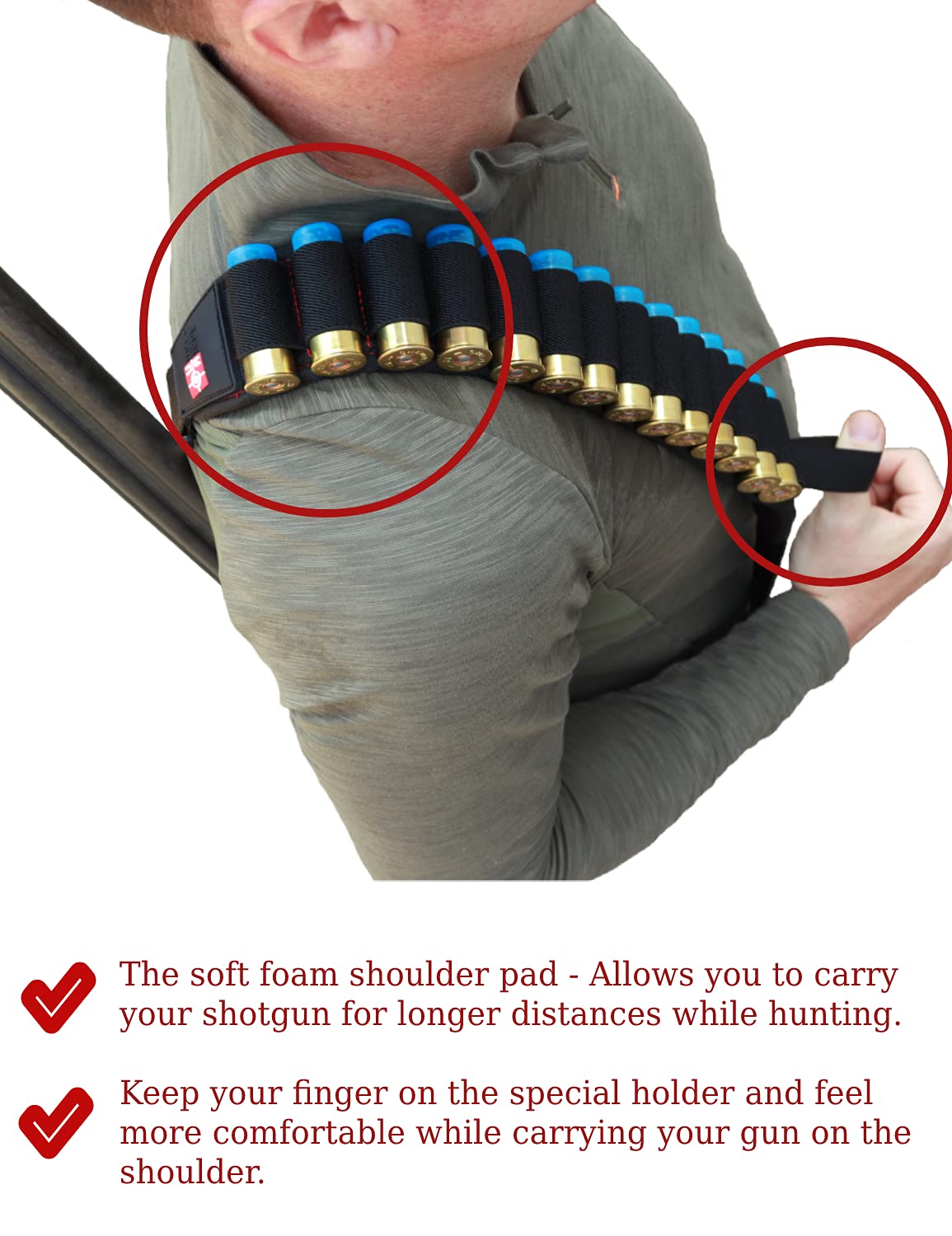 UnderAlert Shotgun Sling for Hunting - with 15 Shell Holders for 12ga ...