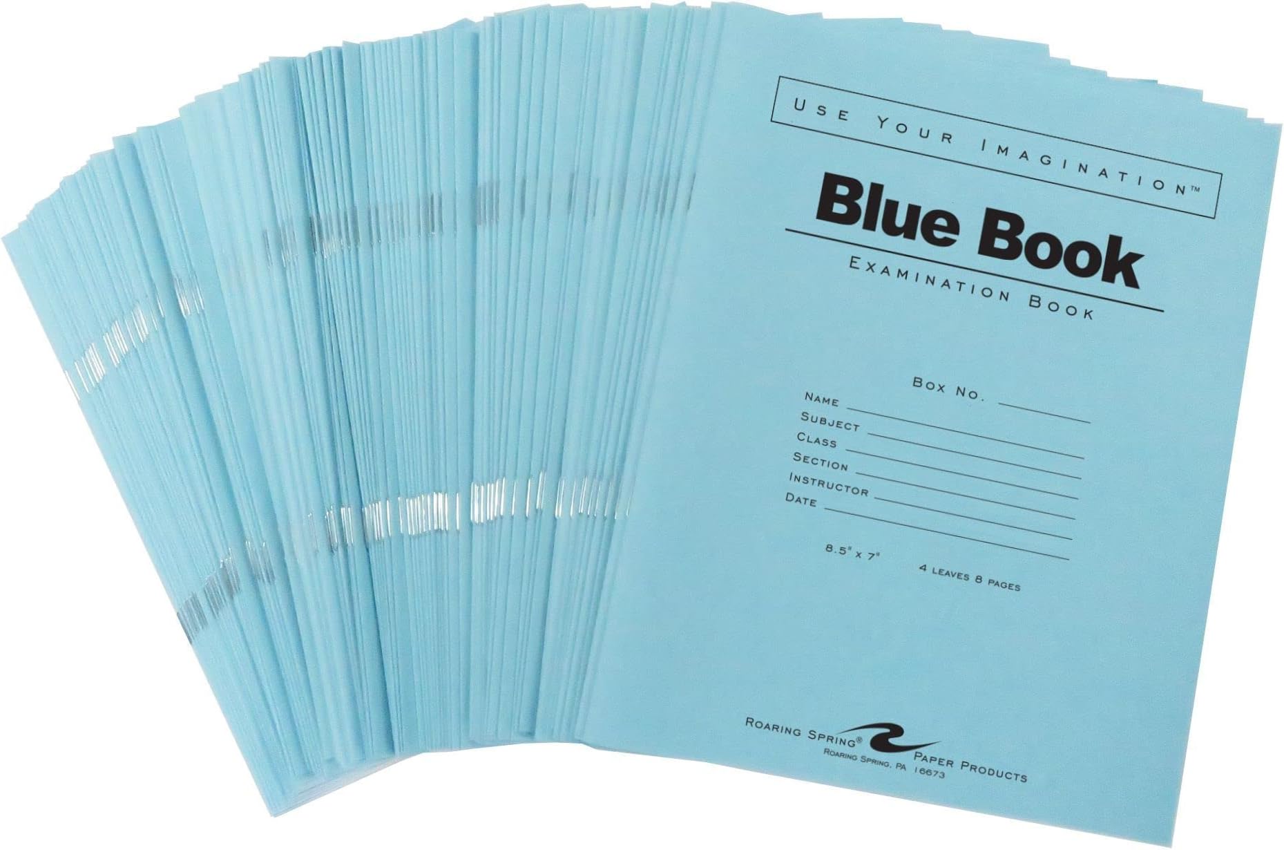 Amazon.com : Roaring Spring Exam Blue Books, 100 Pack, 8.5" x 7", 4 ...