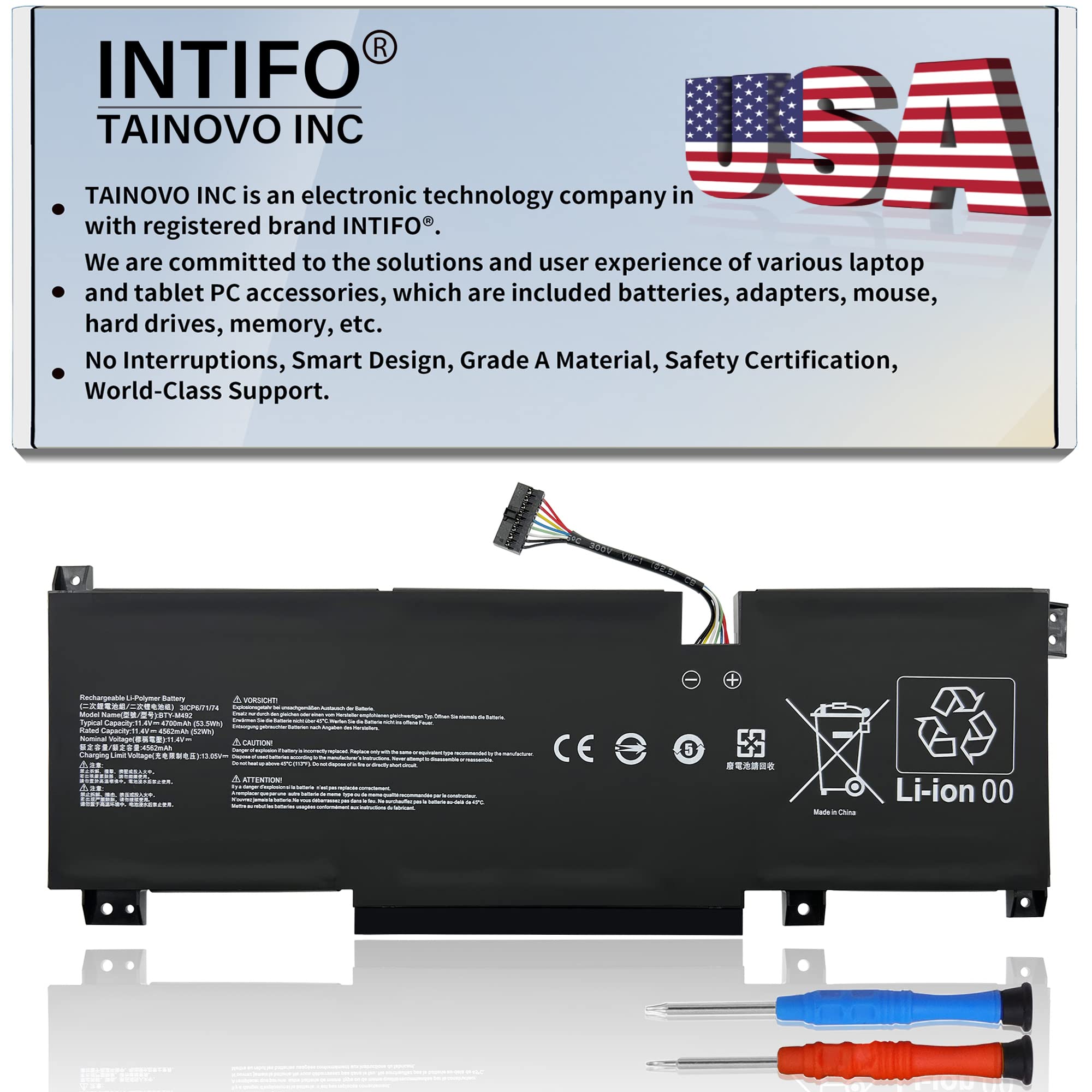 Amazon.com: INTIFO 53.5Wh BTY-M492 Laptop Battery Compatible with MSI ...