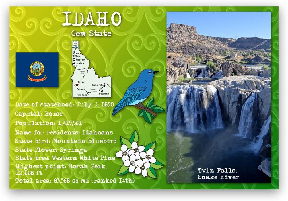 Amazon.com : IDAHO STATE FACTS postcard set of 20 identical postcards ...