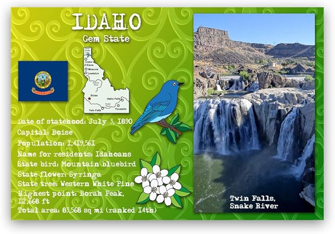 Amazon.com : IDAHO STATE FACTS postcard set of 20 identical postcards ...