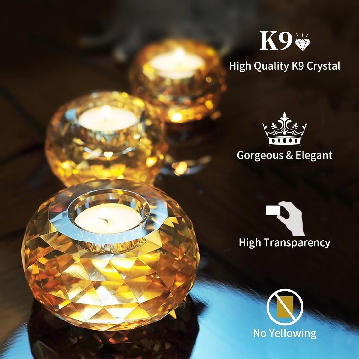 Crystal Ball Candle Holders 23 In Tall Clear 3 Arm Crystal Glass