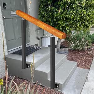 Handrails for Outdoor Steps Side Mount, Fits 0 or 3 Steps Stair Railing ...