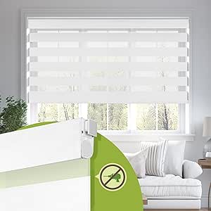 Amazon.com: MoDanCeQ No Drill No Tools Cordless Dual Layer Zebra Blinds for Windows, Blackout ...