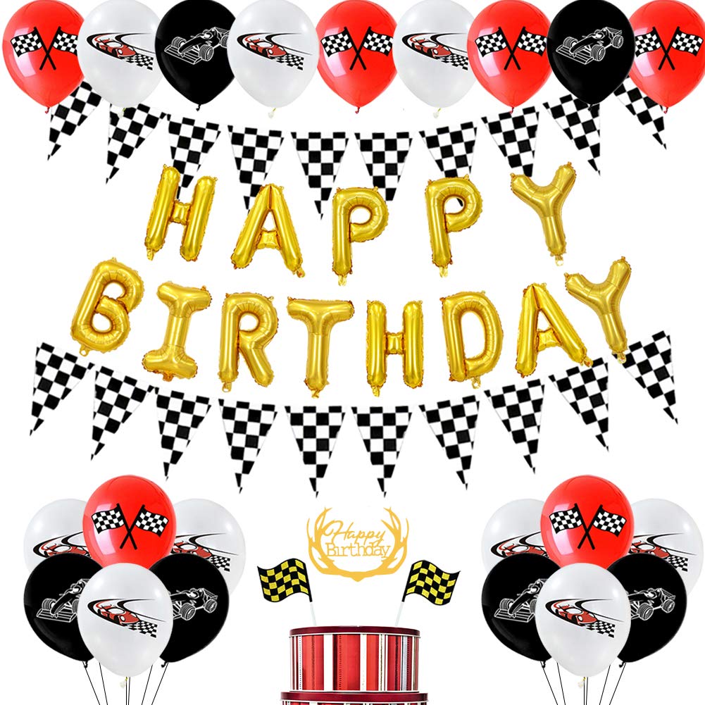 Buy SHERONV Racing Car Birthday Decorations Kit for Kids, Race Car ...