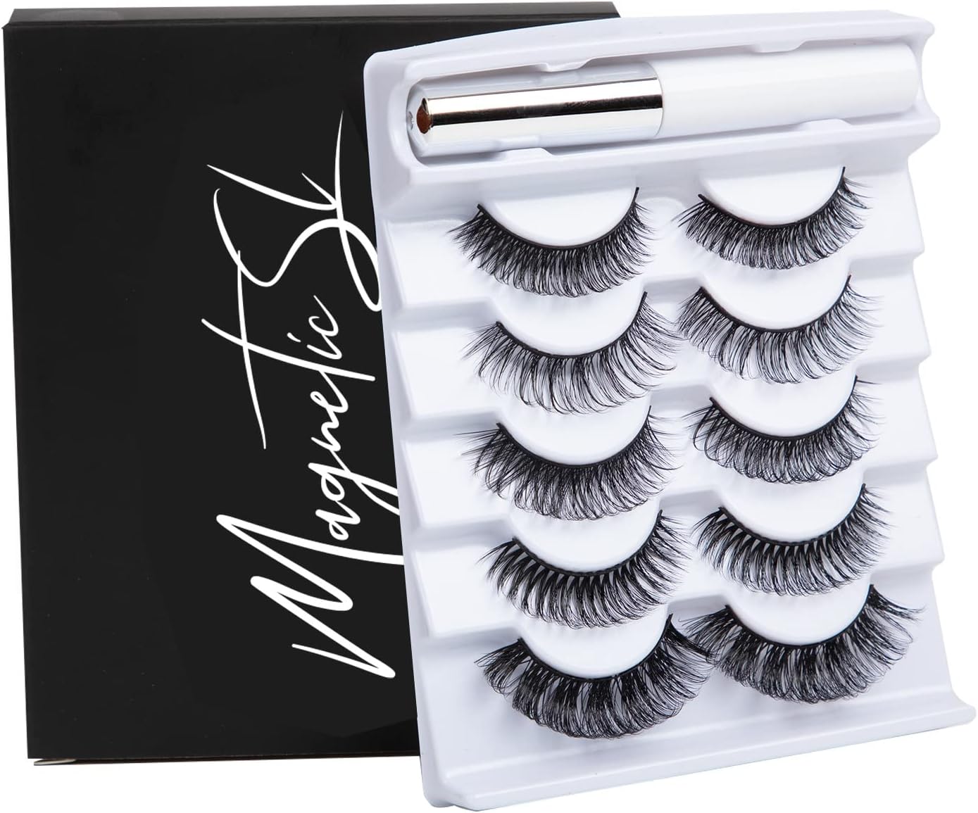 Magnetic SL False Eyelashes, Russian Strip Lashes D Curl Natural False ...