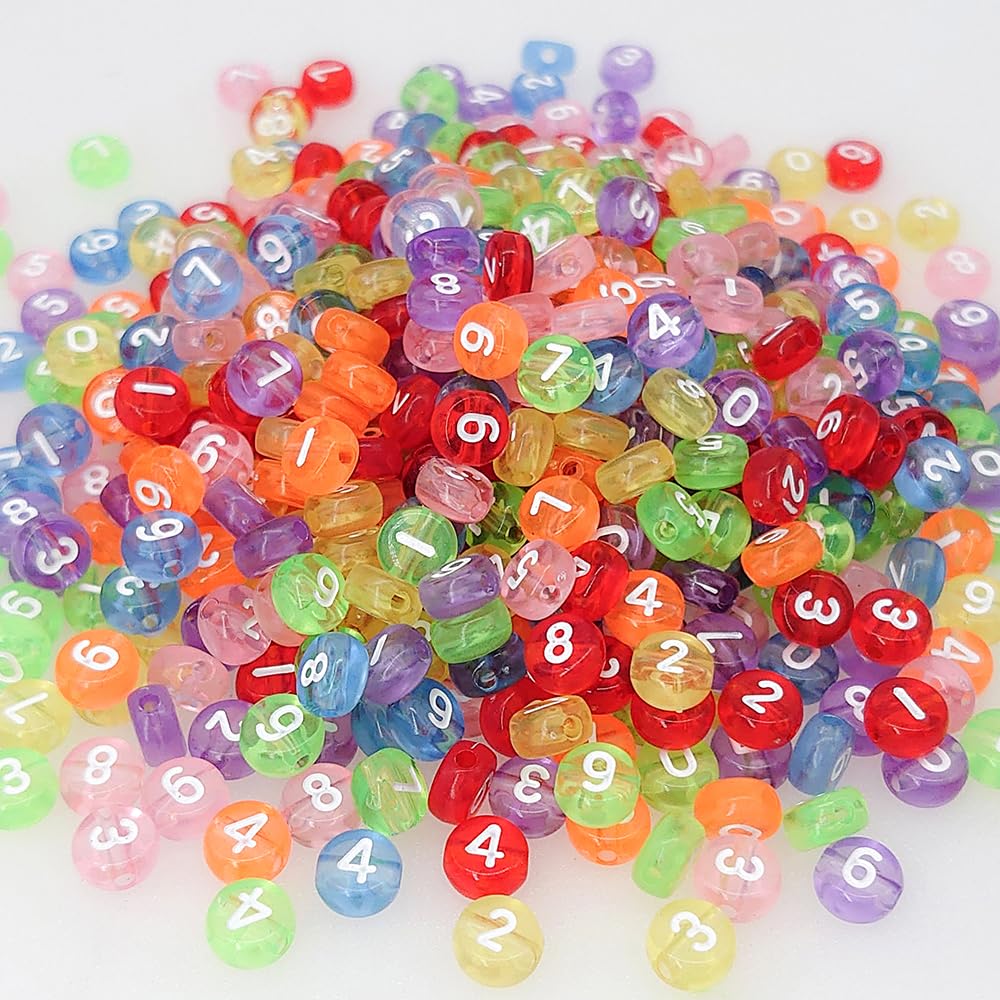 Amazon.com: 500+ Pieces 4x7mm Transparent Colorful Round Letter Number ...