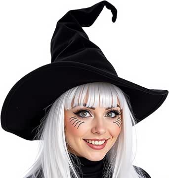 Amazon.com: Black Witch Hat Adult Halloween Cosplay Costumes Accessory ...