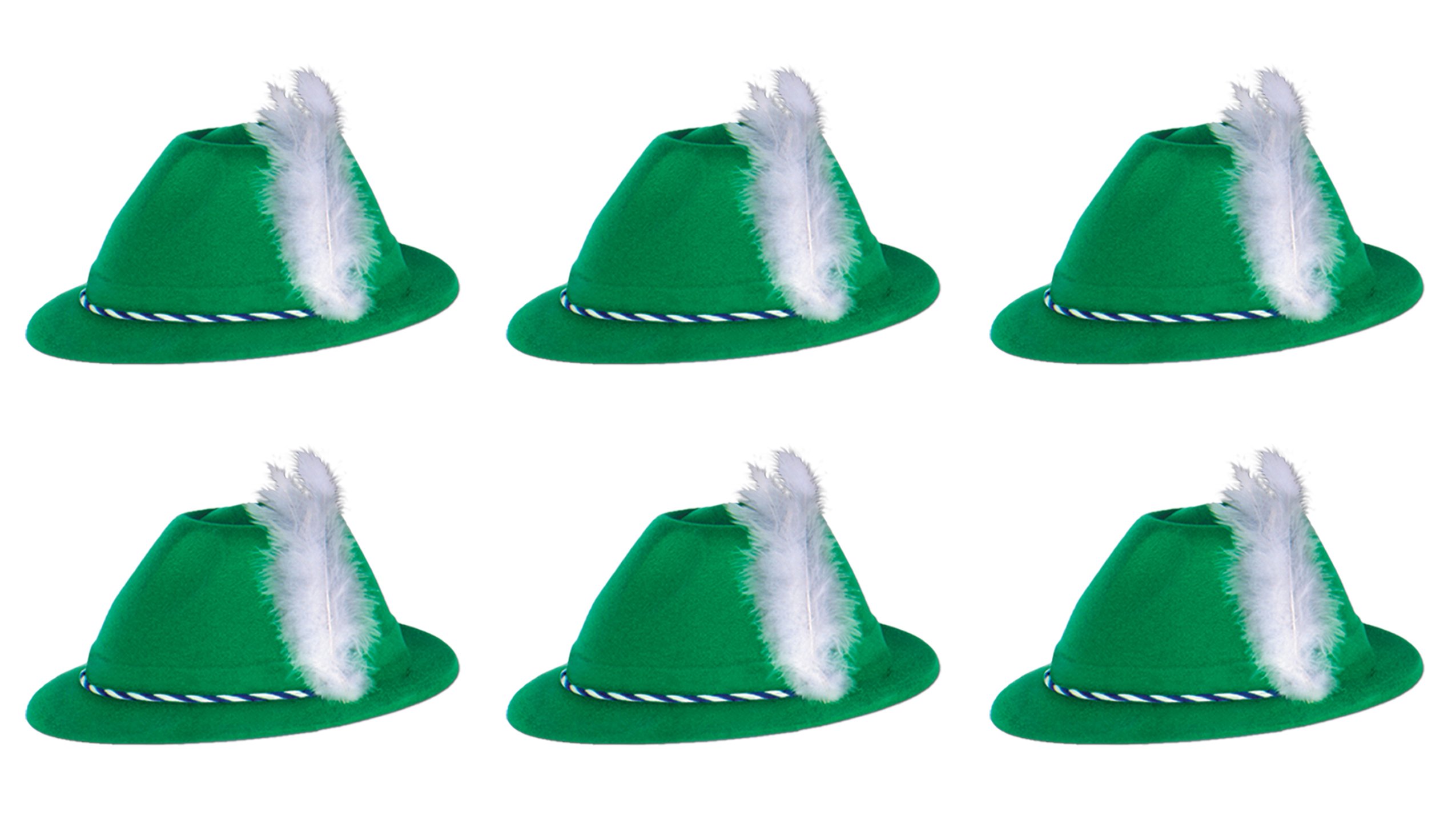 Amazon.com: Beistle 6 Piece Green Velour Covered Plastic Tyrolean Hats ...