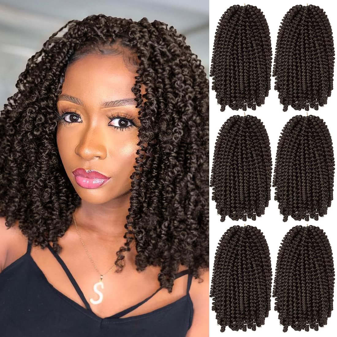 Seriya 6 Packs Spring Twist Crochet Hair 8 Inches Spring | Desertcart ...