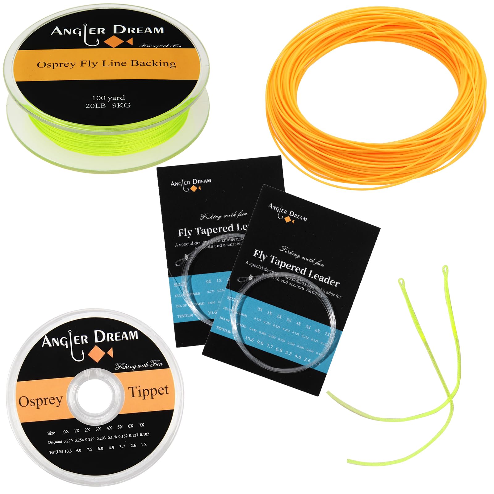 Snapklik.com : Orange Floating 7F WF Fly Fishing Line Kit 7WT Fly ...