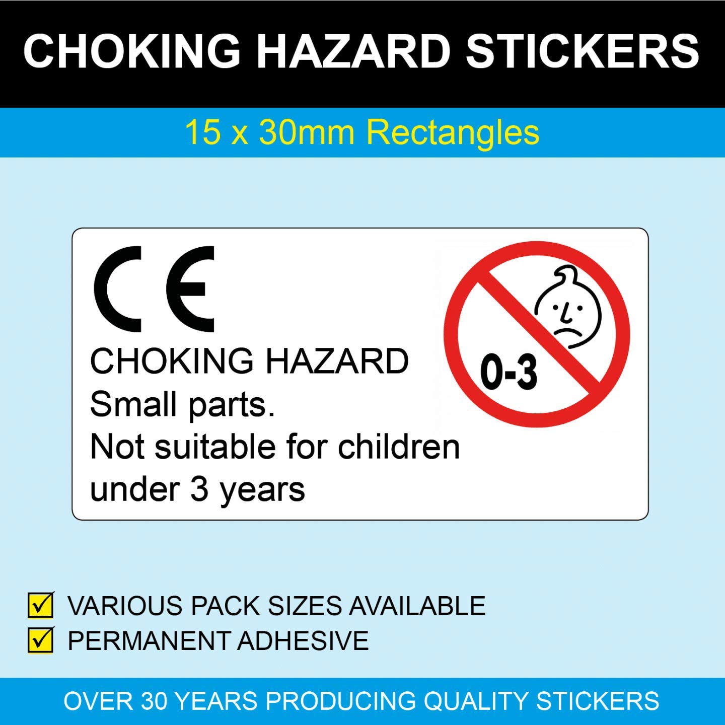15 x 30mm Choking Hazard Stickers, 1000 : Amazon.co.uk: Stationery ...