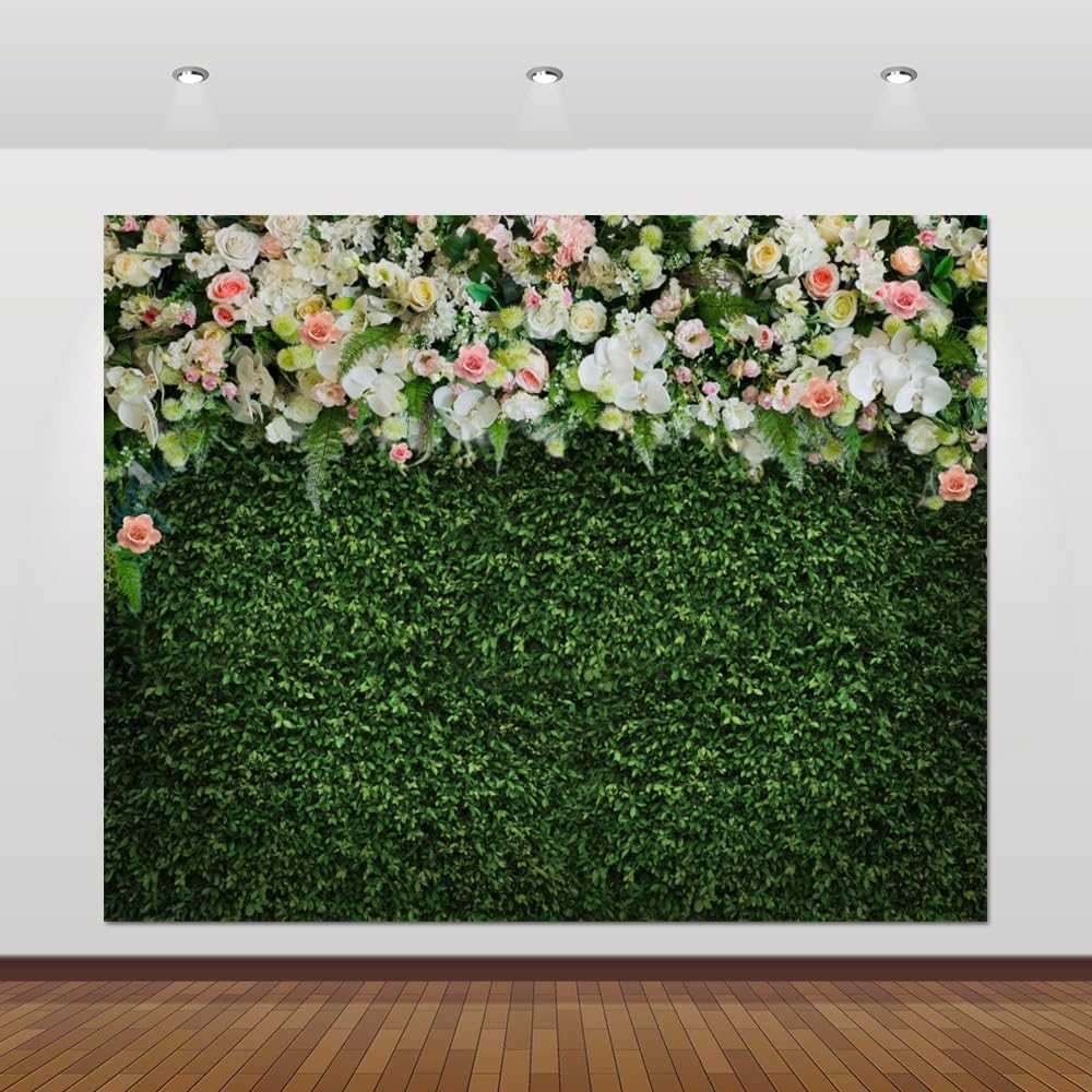 Amazon.com : Greenery Backdrop with Flowers Mother's Day Background ...