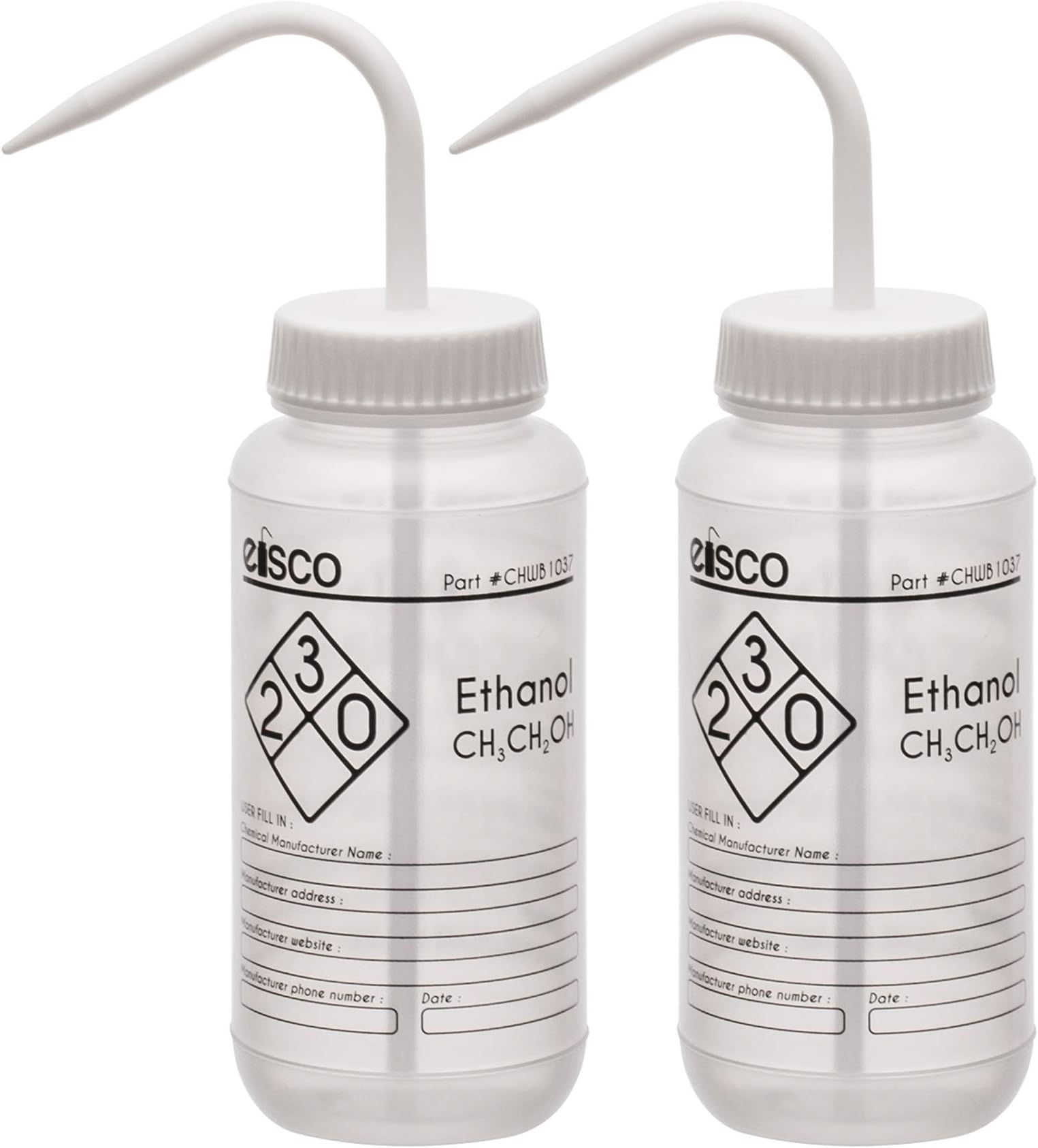Amazon.com: EISCO 2PK Wash Bottles for Ethanol, 500ml - Labeled with ...
