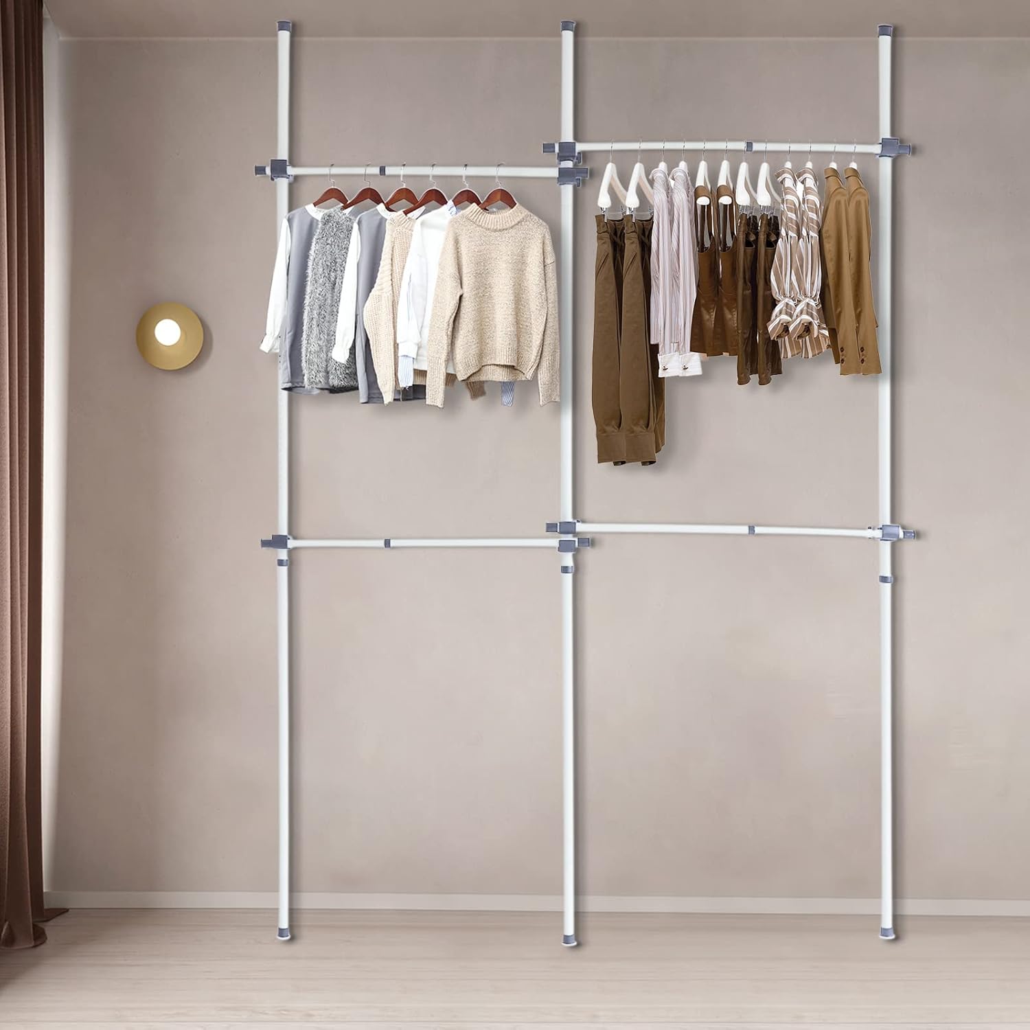 Buy Double Adjustable Clothing Rack for Hanging Clothes,2 Tier Garment ...