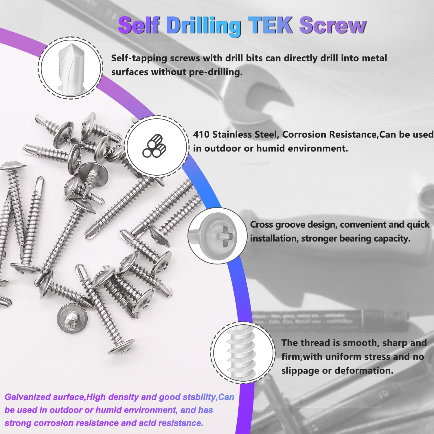 Snapklik.com : Mxuteuk 410 Stainless Steel Self Tapping Screws For ...