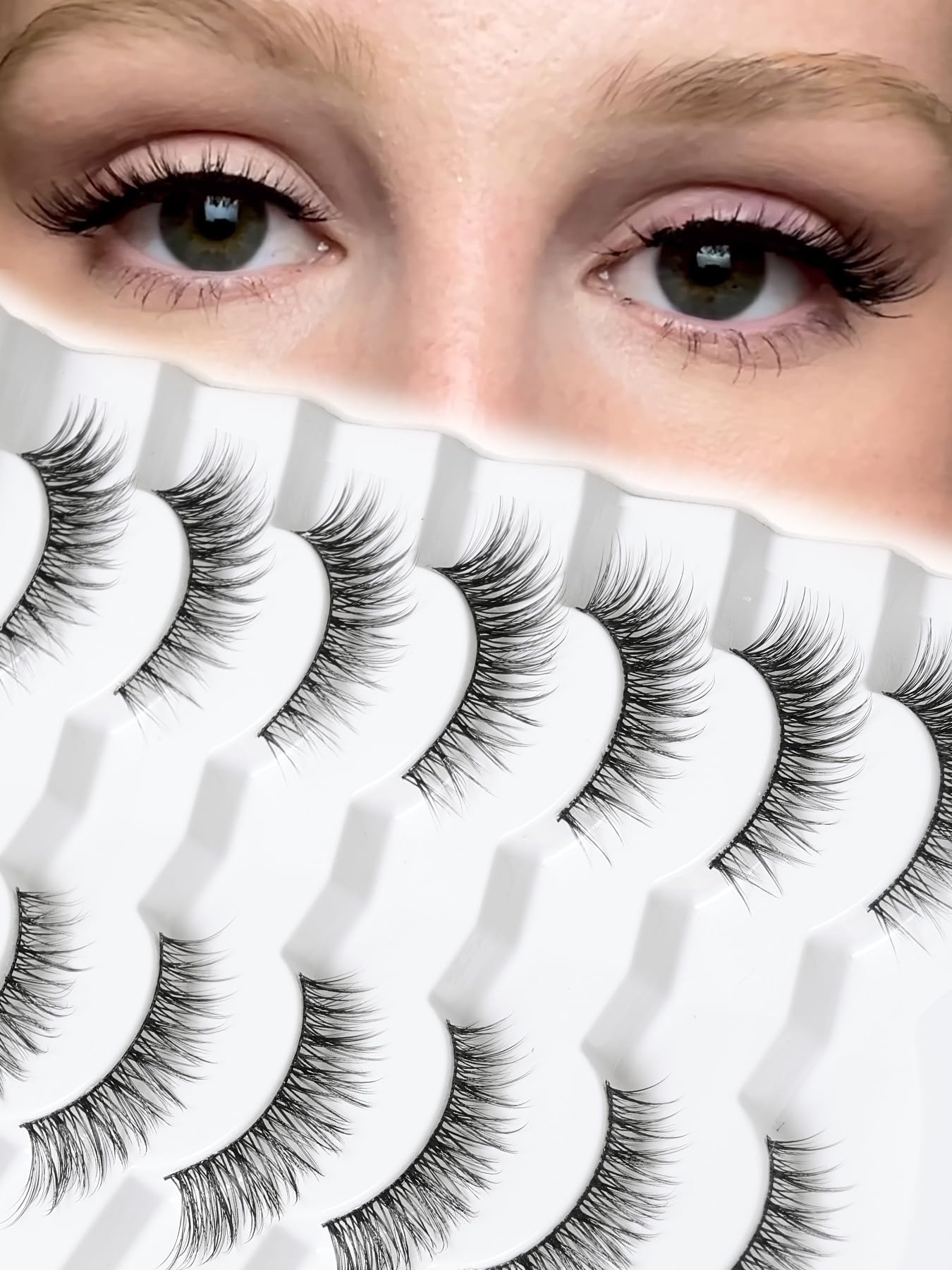 Amazon.com: Natural Cat Eyelashes False Lashes Wispy 14mm False ...