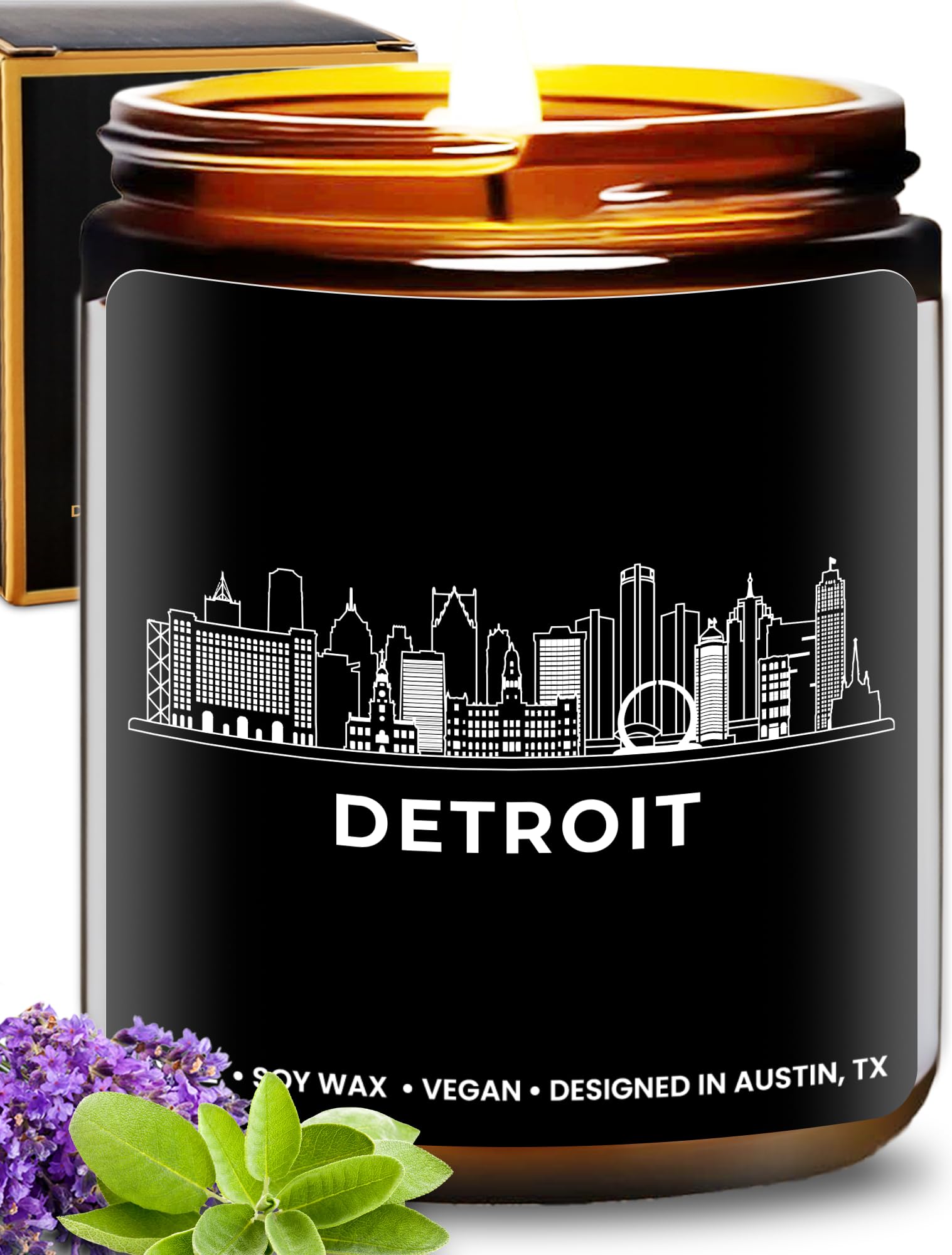 Amazon.com: Detroit Candle, Detroit Skyline Gifts, City of Detroit ...