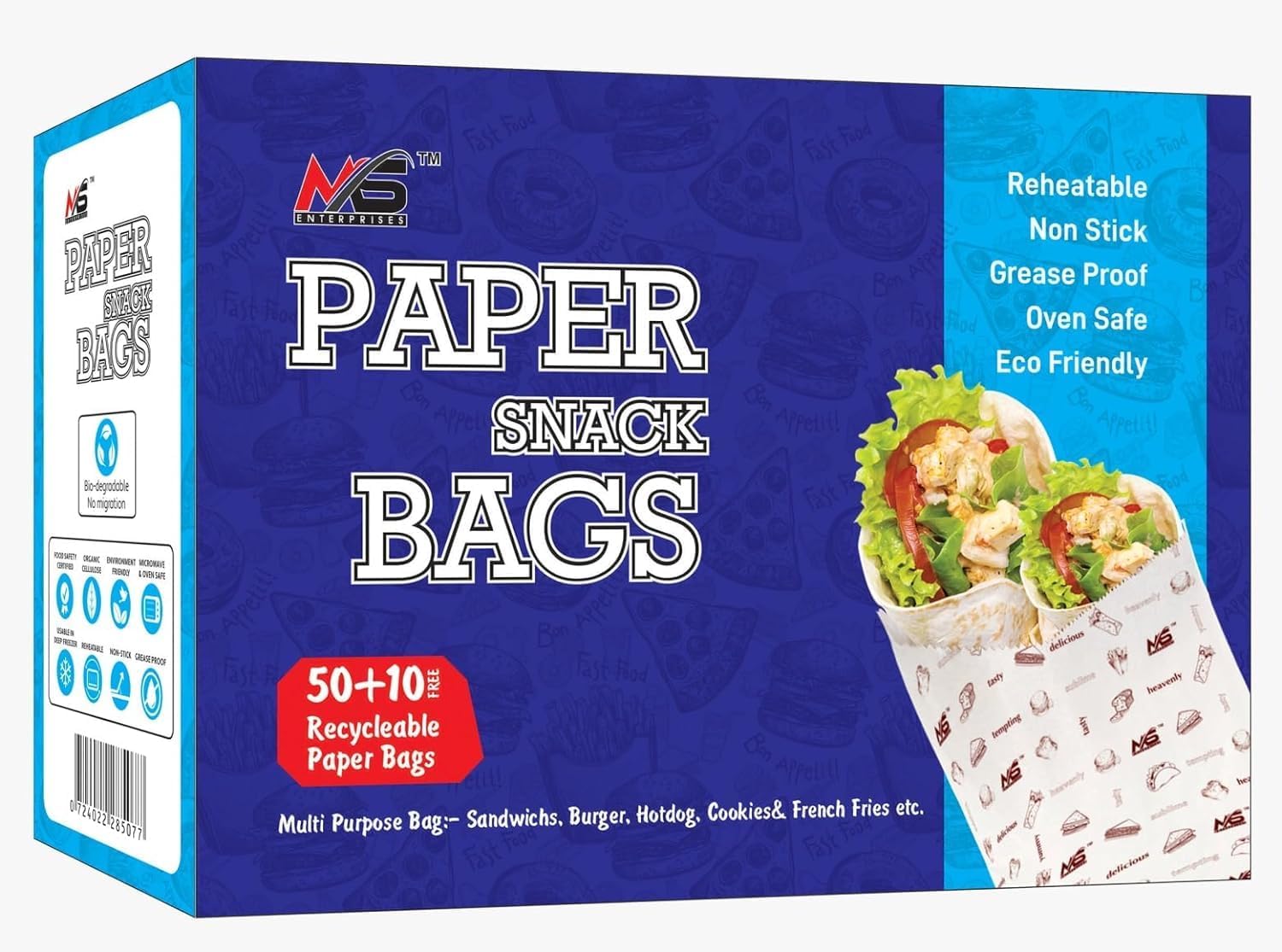 Oddy Uniwraps Multi-Purpose Paper Snack Bags with Sealing Stickers ...