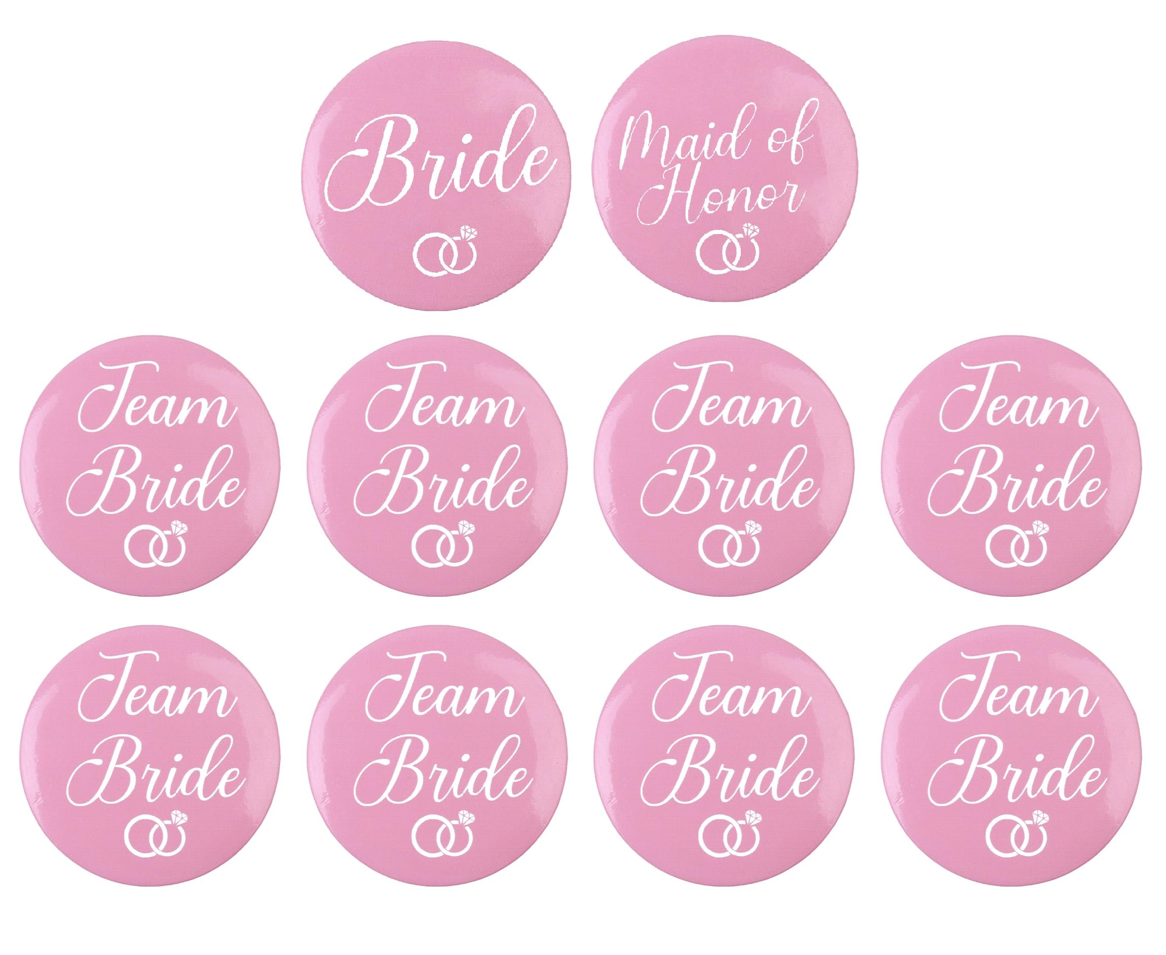 Amazon.com: Team Bride Buttons - (1) Bride, (1) Maid of Honor, & (8 ...