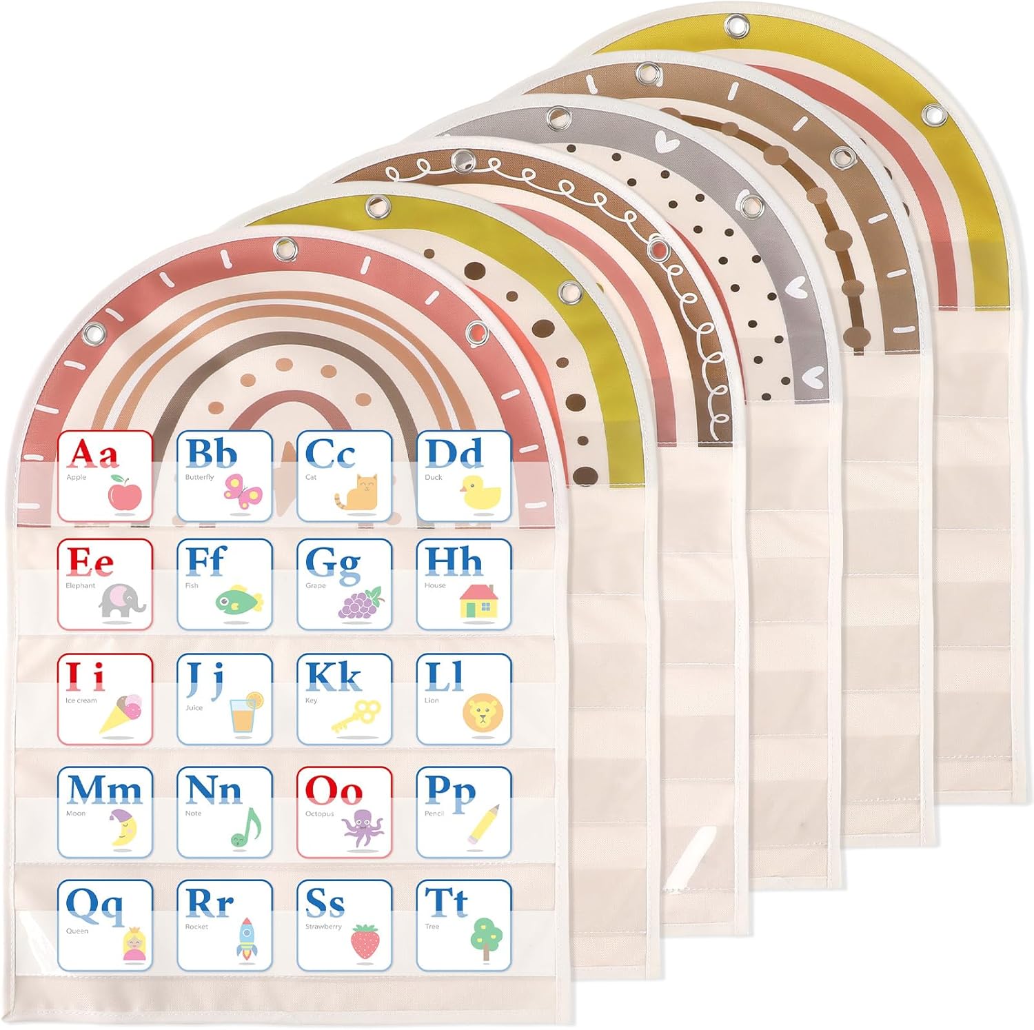 Amazon.com: Qyeahkj 6Pcs Classroom Magnetic Pocket Chart Small Rainbow ...