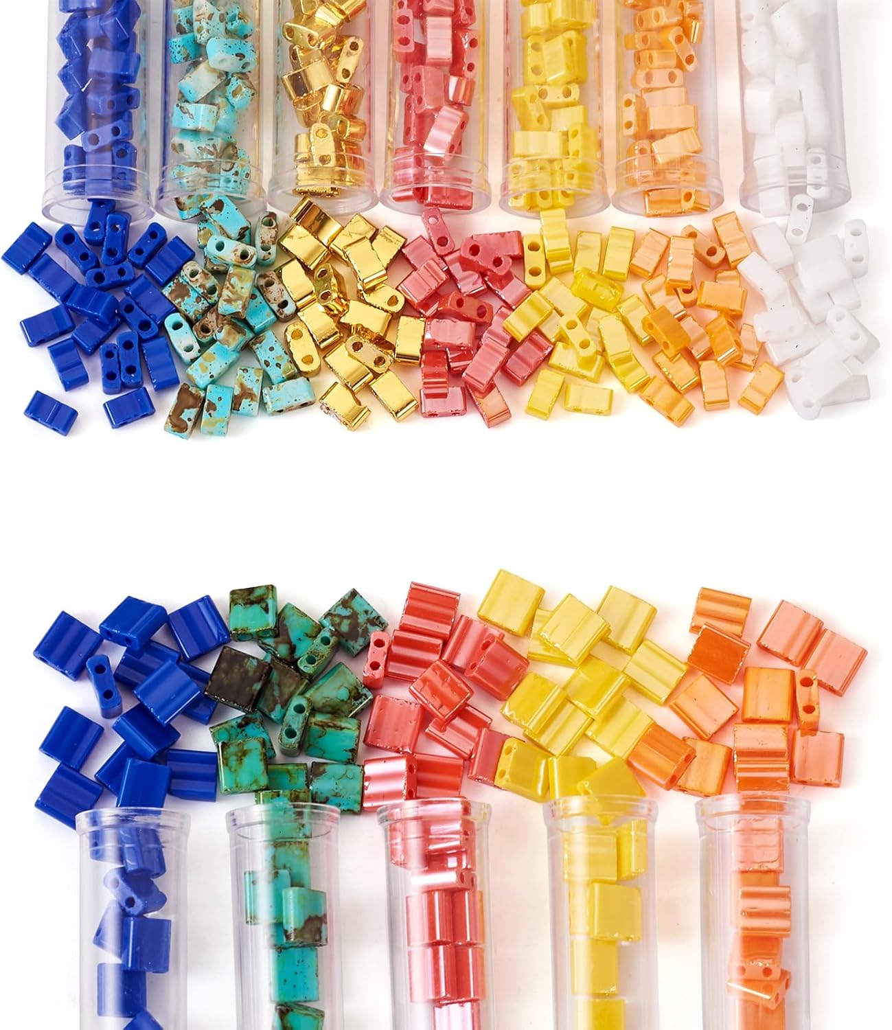 Amazon.com: Pandahall 375Pcs 2-Hole Glass Seed Beads Half Tila Beads ...