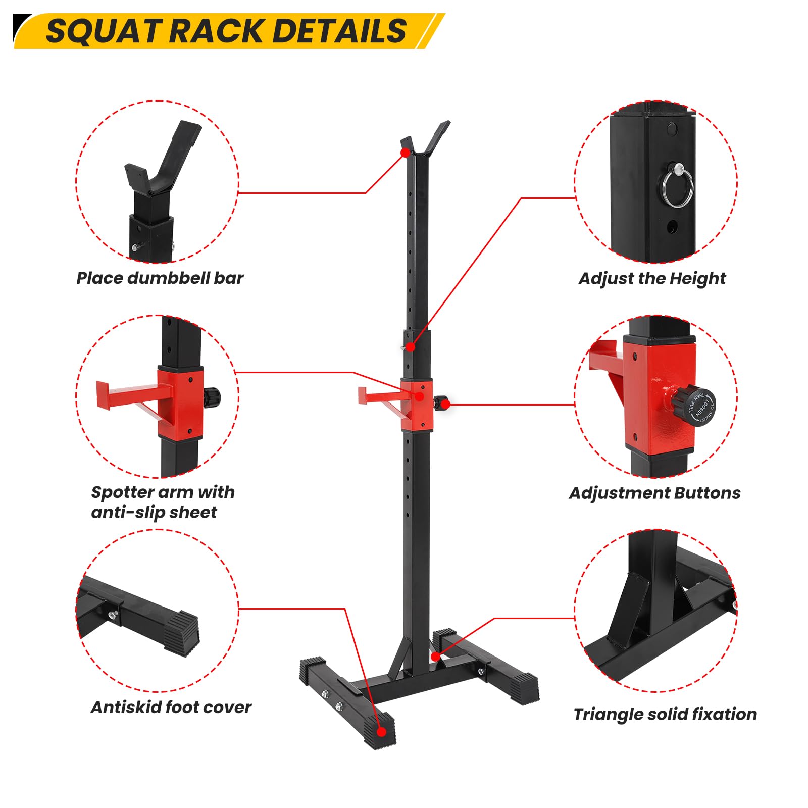 Snapklik.com : Frperce 45-70.5inch Adjustable Bench Press Stands Dip ...