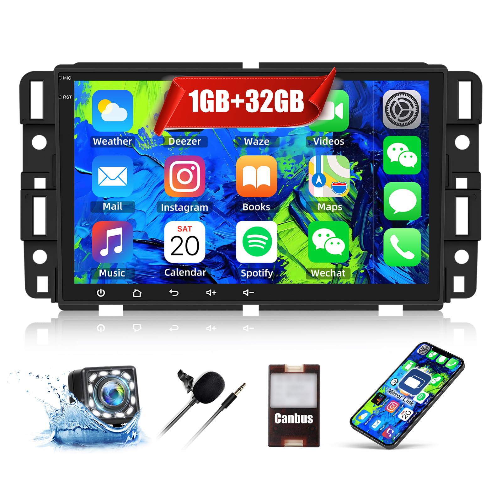 Amazon.com: 1G+32G Car Stereo Radio for Chevy Chevrolet Silverado ...