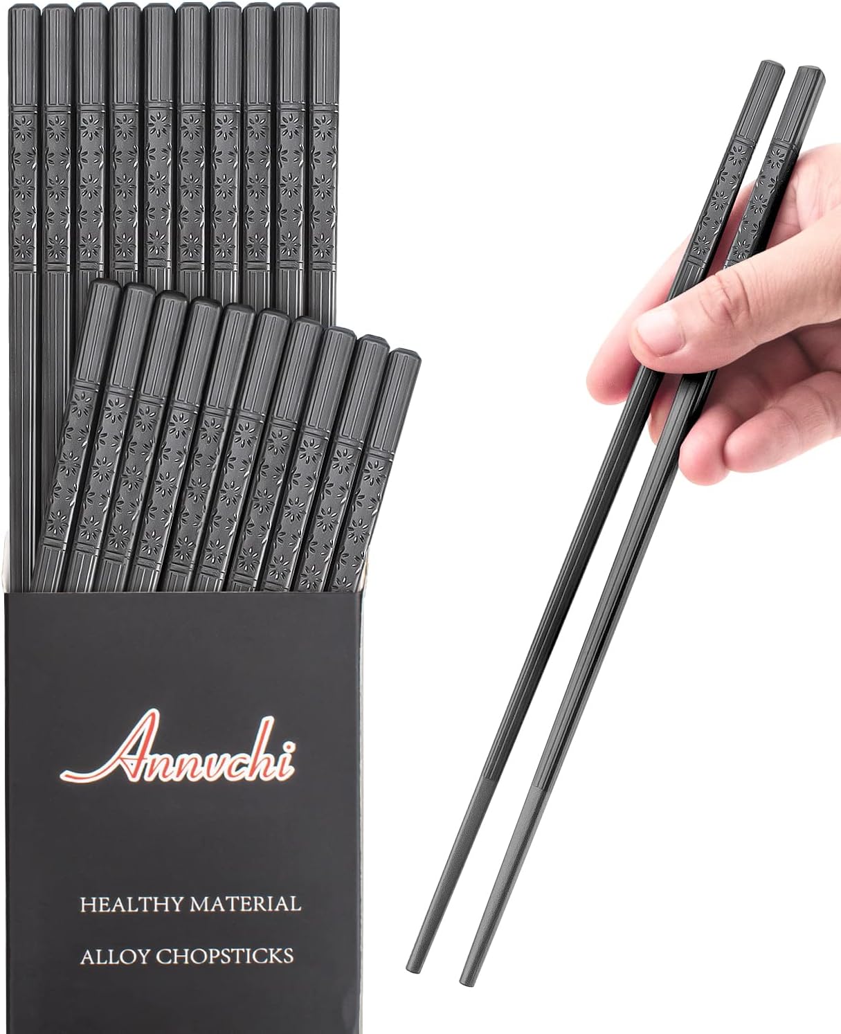 Amazon.com | Chopsticks - 10 Pairs Reusable Fiberglass Alloy Chopstick ...