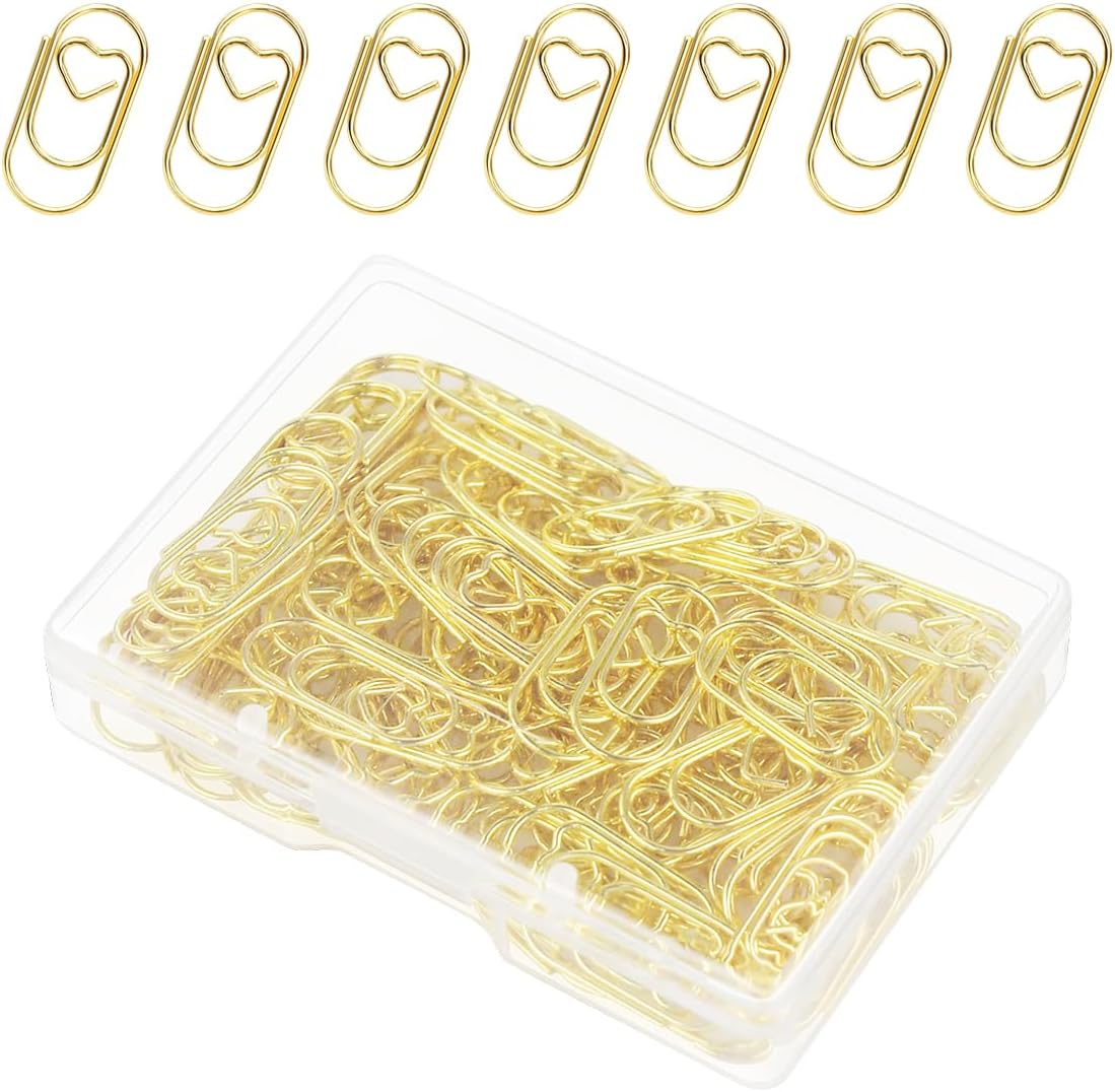Amazon.com : Cute Paperclips, Gold Heart Paper Clips, Heart Paperclips ...