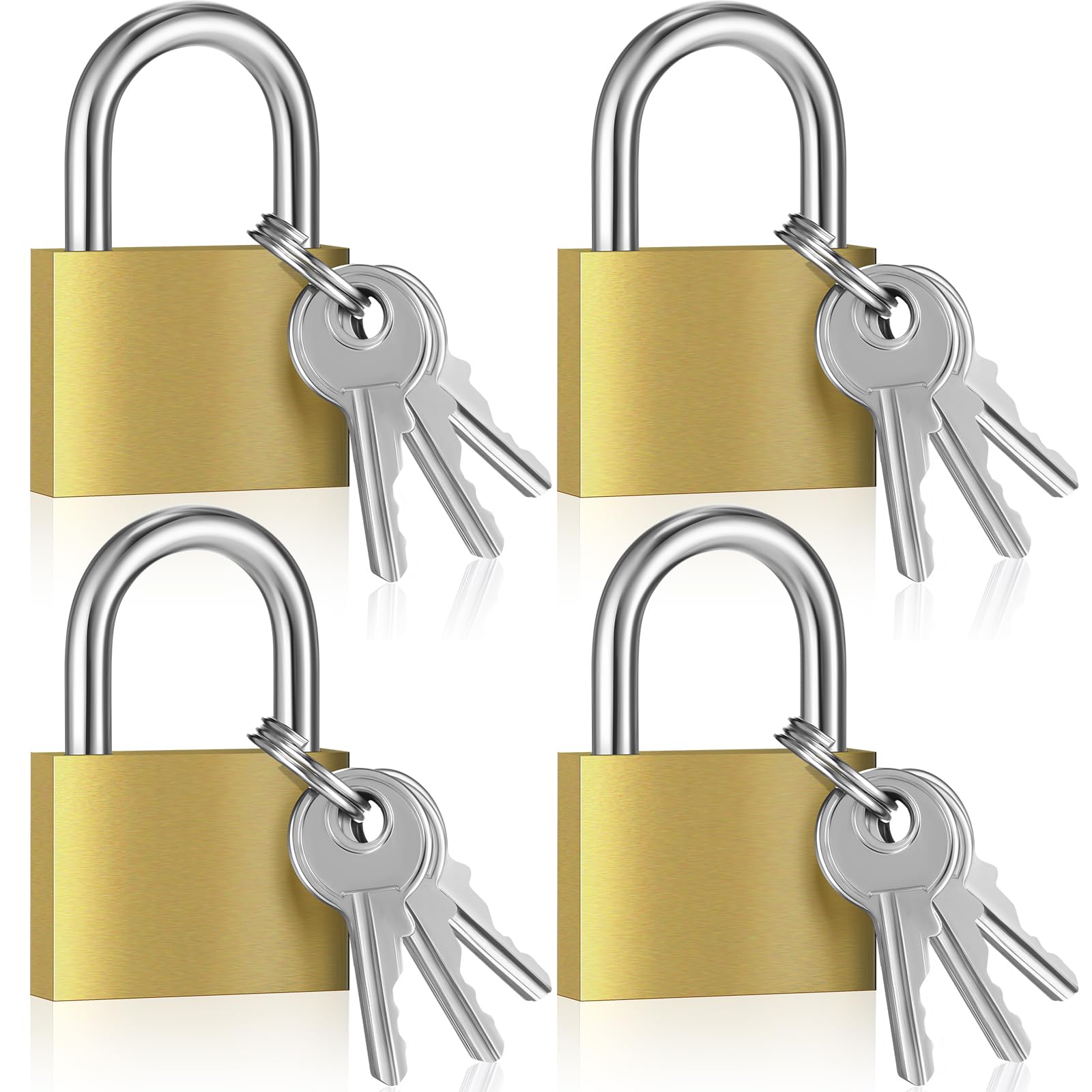 Yaocom 4 Pcs Solid Brass Keyed Padlock, Small Padlock with Keys, Yellow ...