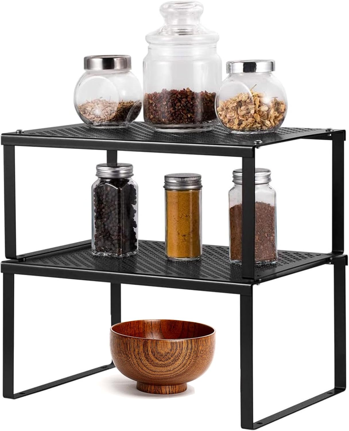 Amazon.com: Cabinet Organizer Shelf, Set of 2 Kitchen Counter Shelves ...