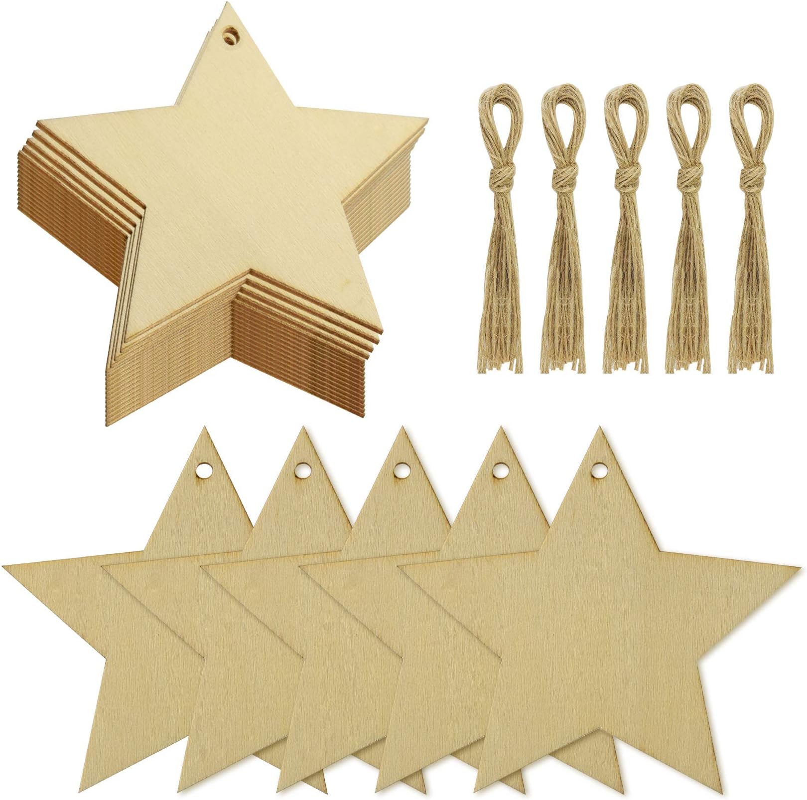 Amazon.com: Unfinished 3D Wood Stars for Crafts, Wooden Cutouts for 4th ...