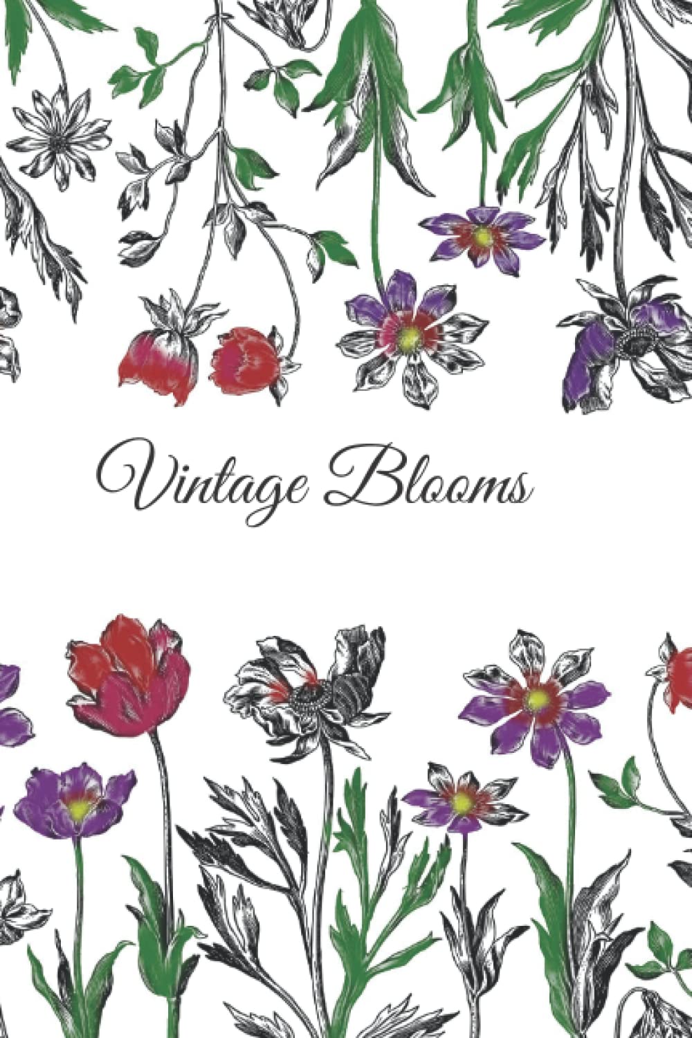 Vintage Blooms On Cream Paper A5: Curated Pocket Size A5 adult coloring ...