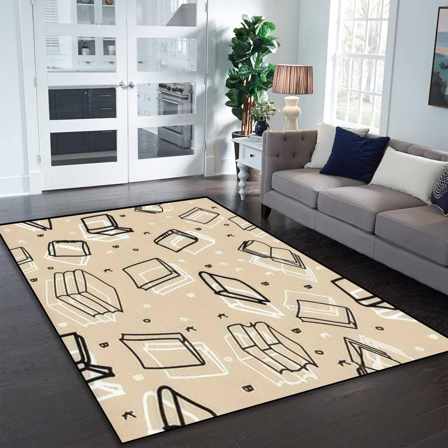 Amazon.com: Hand Drawn Doodle Books Area Rugs for Playroom Classroom ...