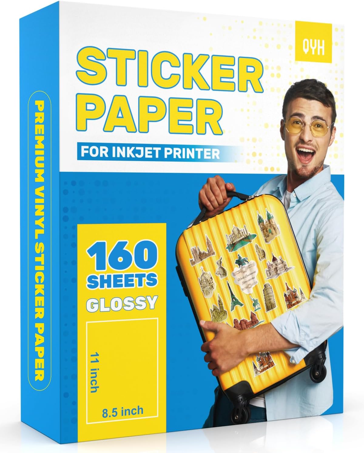 Amazon.com : QYH Sticker Paper Printable Vinyl for Inkjet Printer - 160 ...
