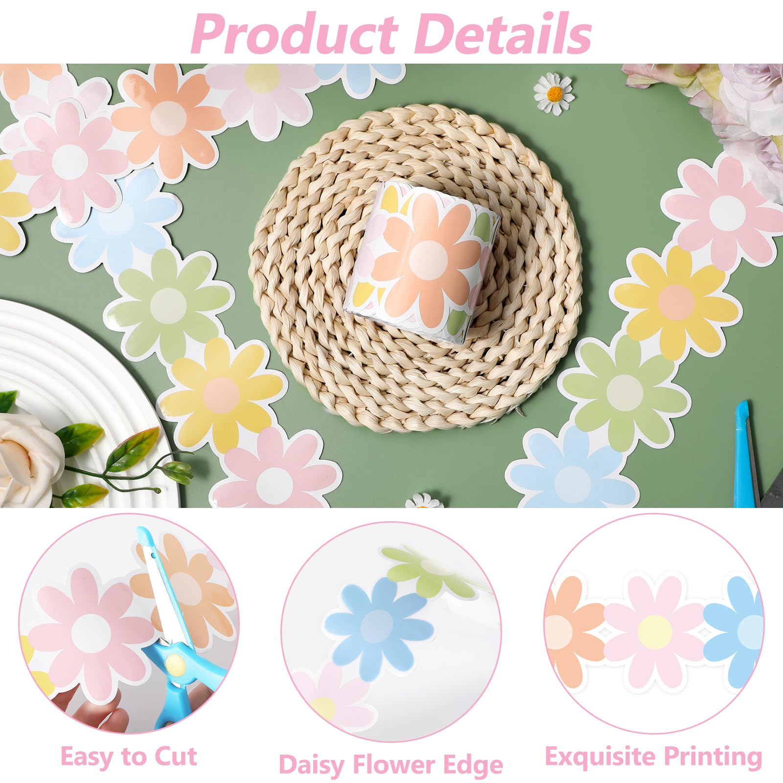 Snapklik.com : Daisy Flower Bulletin Board Border Decoration 32.8Ft ...