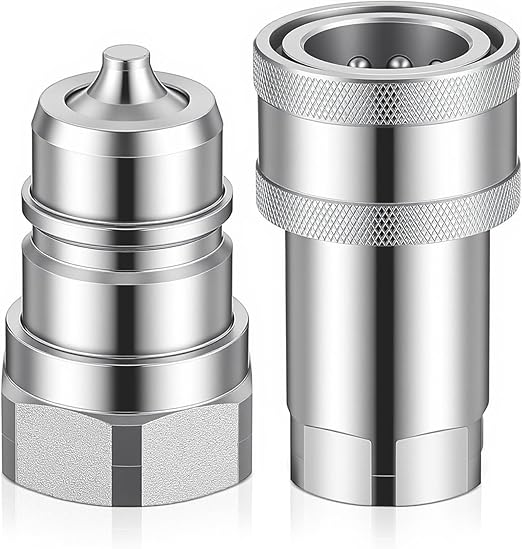 LEIFIDE Hydraulic Quick Disconnect Coupler Set 1” NPT ISO 5675 Threaded Carbon Steel Galvanized ...