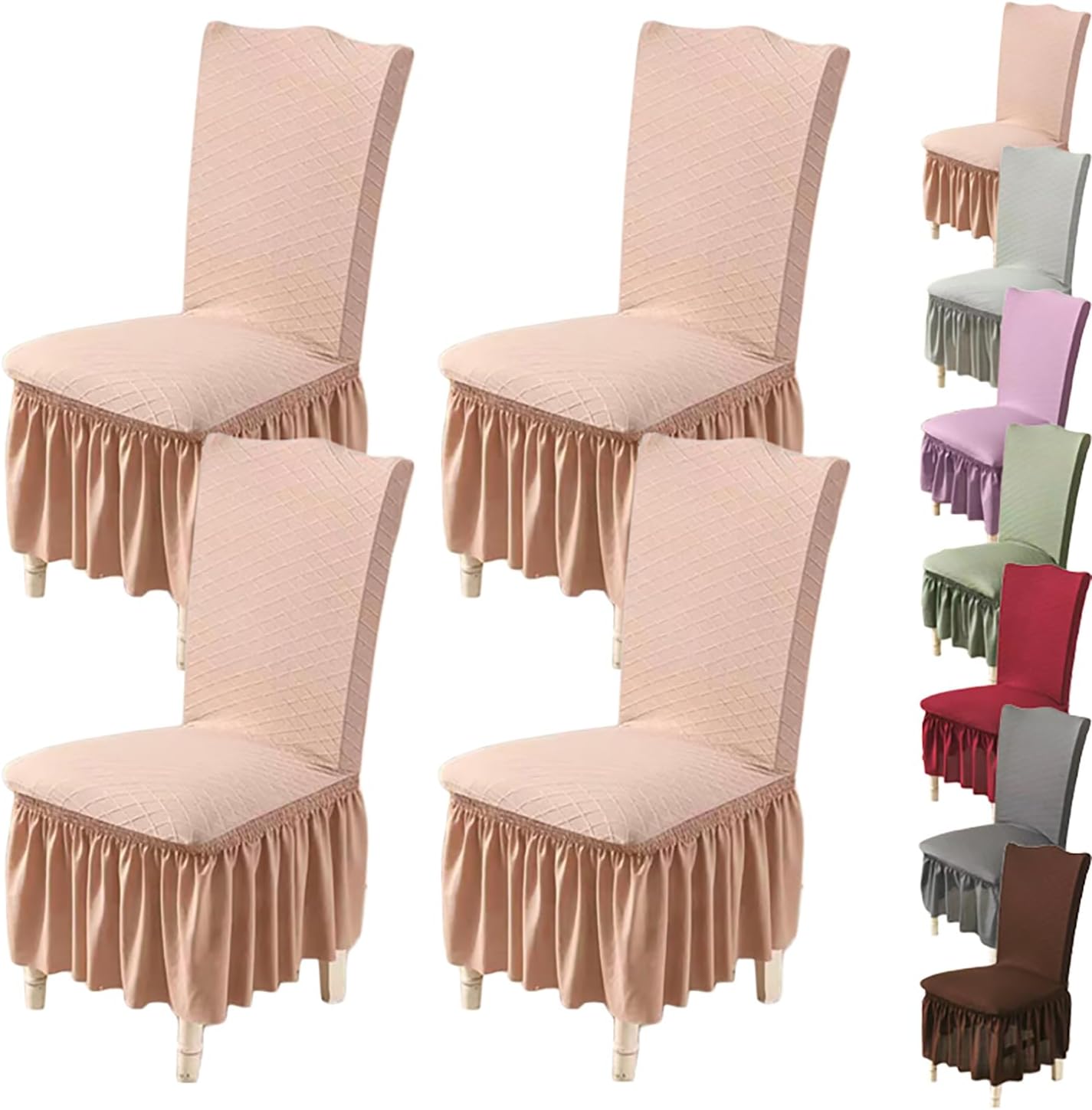 Amazon.com: KCCRHIN Diamond Jacquard Chair Cover Set of 1/2/4/6 Parson ...