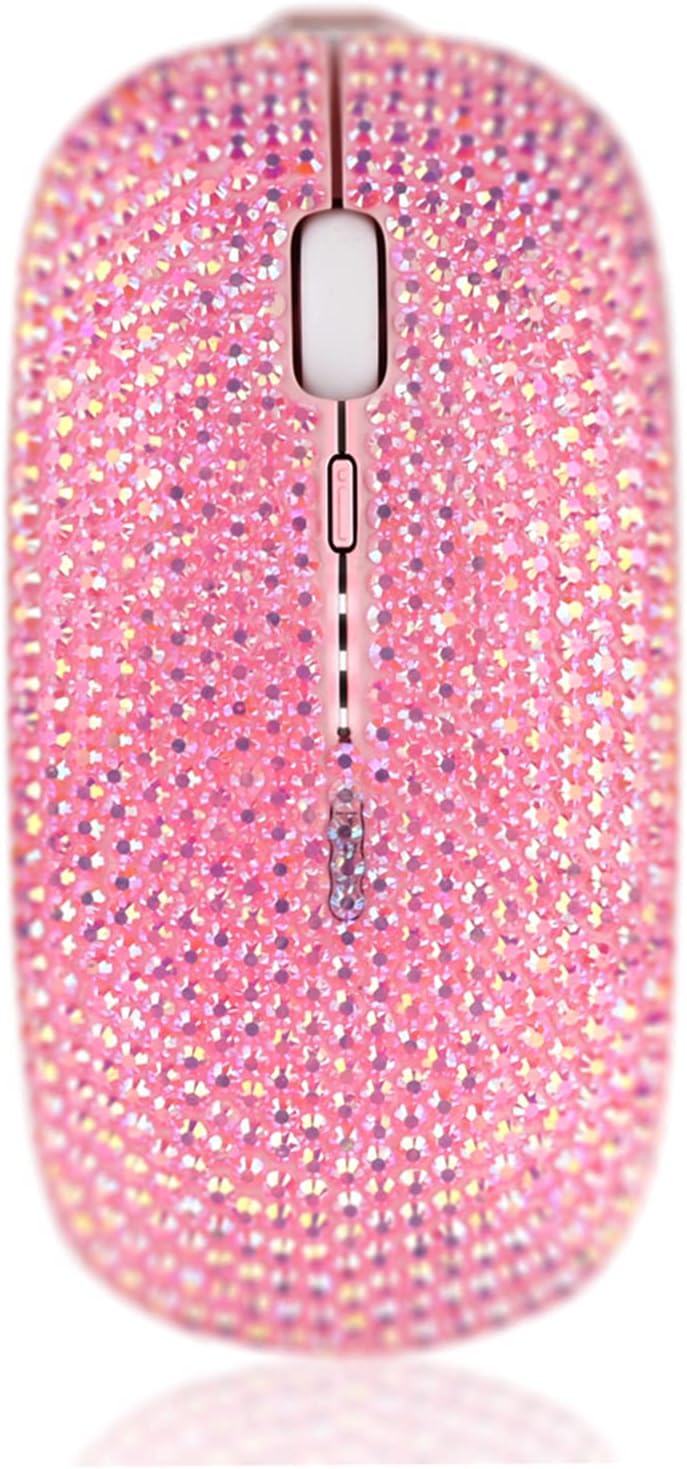 Amazon.com: SOON GO Pink Mouse for Laptop Computer Mice with Crystal ...