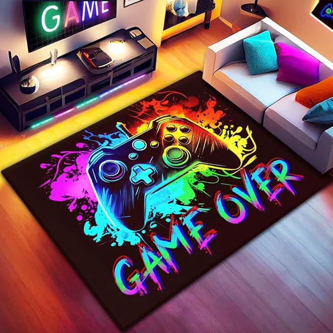 Amazon.com: ERWAAD Gaming Rug for Boys Room - Gamer Rug with Game ...