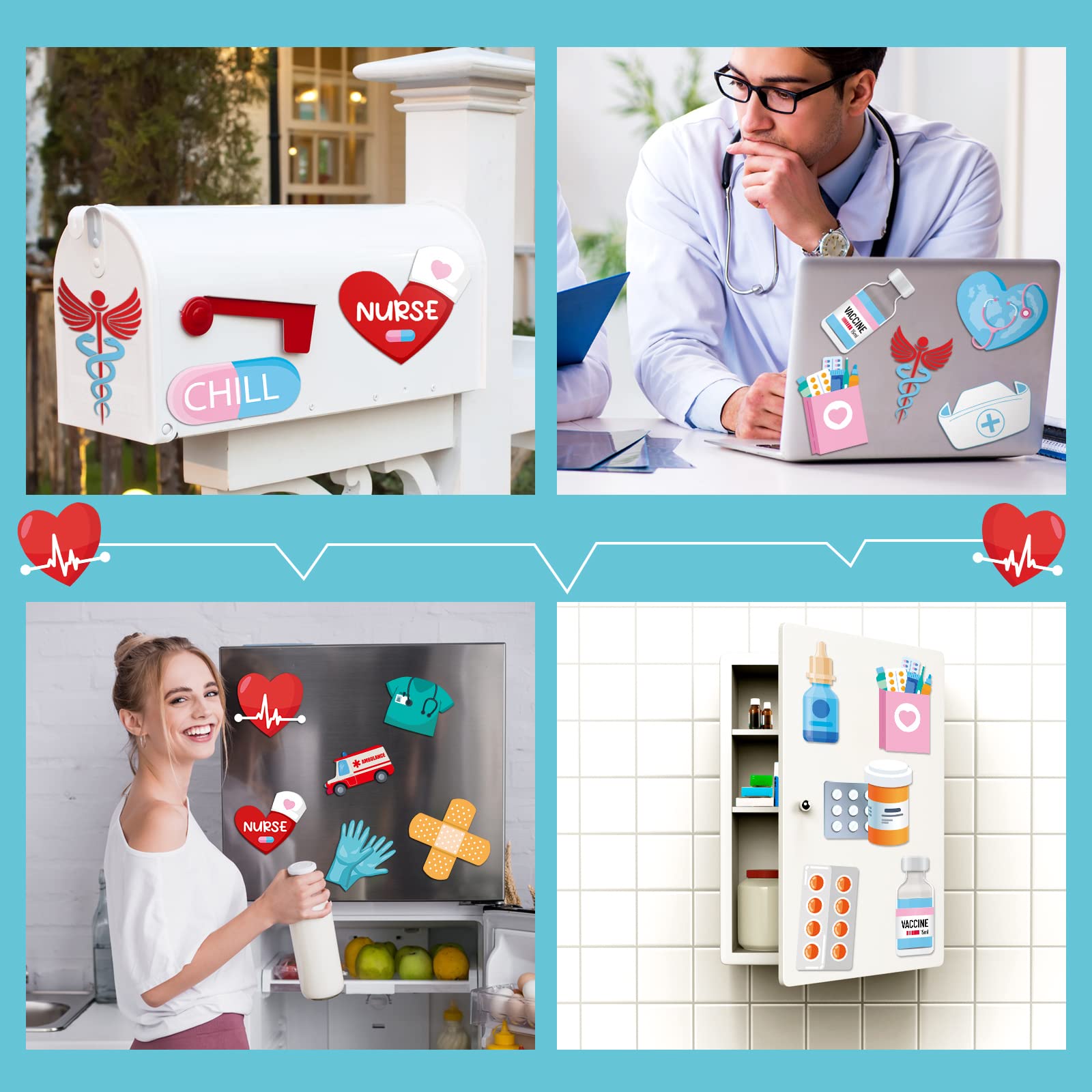 Snapklik.com : 25 Pcs Nurse Refrigerator Magnets Nursing Magnetic ...