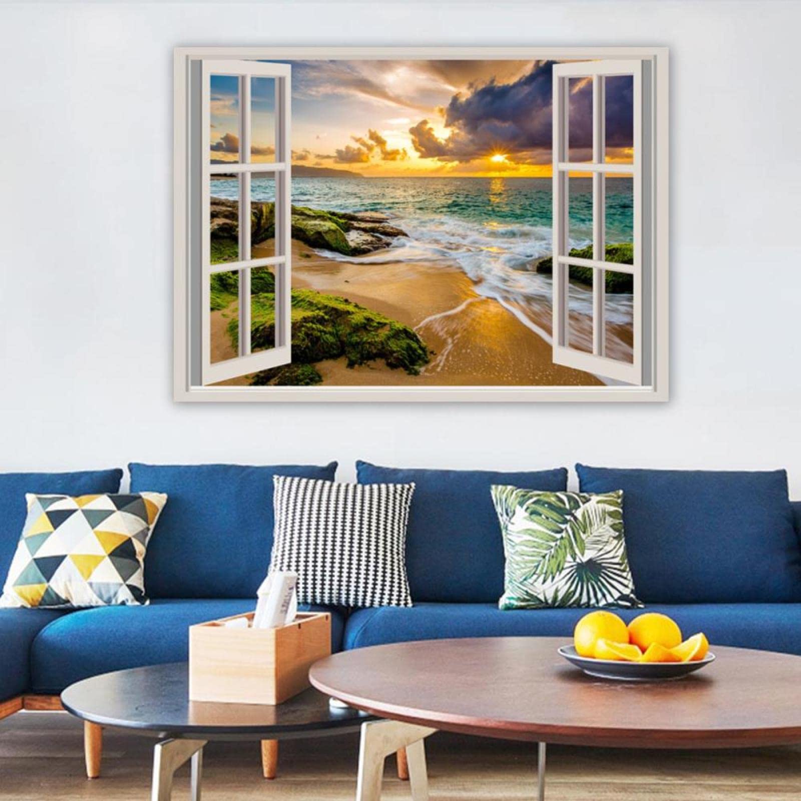 Artwork In Room View Canvas Wall Art Picture 5 Piece Beautiful Sea